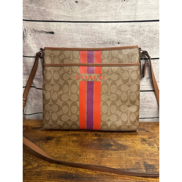 Coach | Bags | Coach Varsity Stripe Large File Rowan Crossbody Bag ...